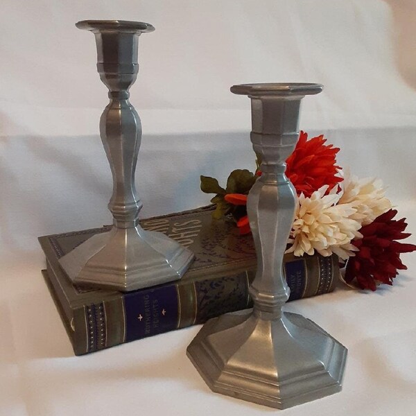 Vintage Pewter Taper Candle Holder - Etsy