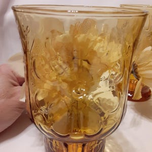 Vintage Amber Water Iced Tea Glasses-libbey Large Country Garden Gold ...