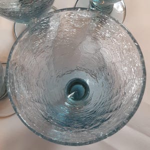 Vintage Ice Blue Crackle Glass Goblets-vintage Blue Glass Wine/water ...
