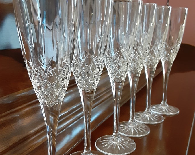 Vintage Royal Doulton Crystal Champagne Flutes Set Of 6 Vintage English Crystal Champagne