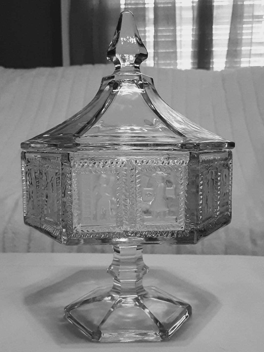 Imperial Glass Clear Lidded Candy Dish-clear Glass Covered Pedestal ...