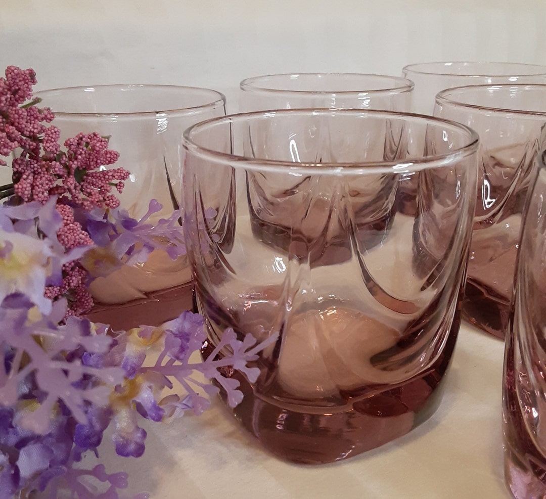 Libbey Imperial Plum Double Old Fashioned Glasses-mauve Pink Old ...