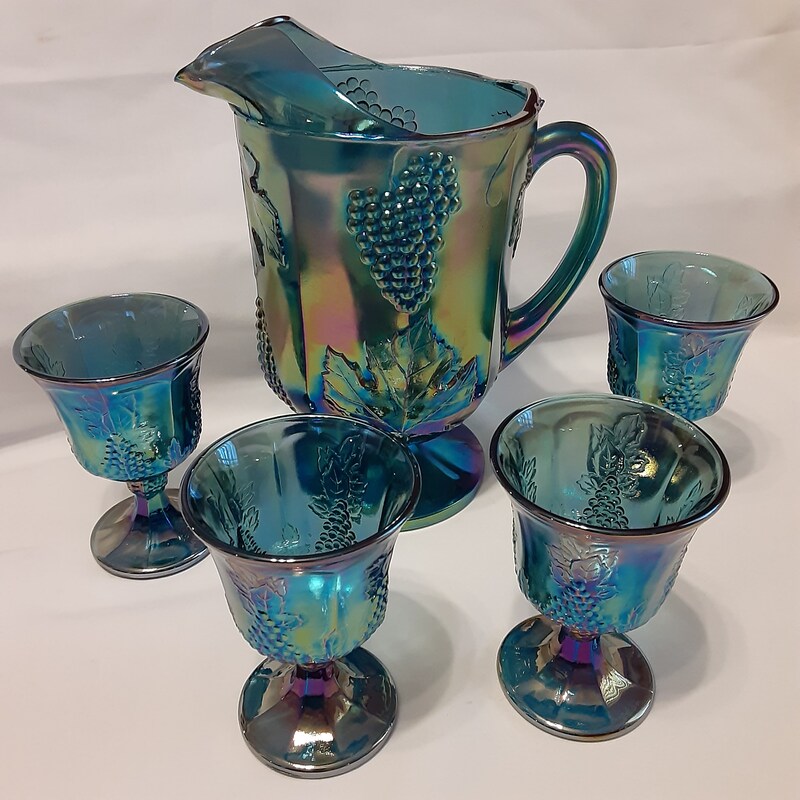 Blue Carnival Glass - Etsy