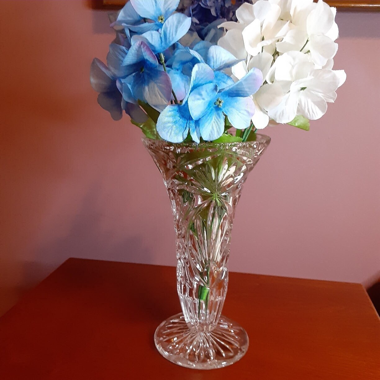 Crystal Footed Flower Vase-classic Cut Crystal Floral - Etsy