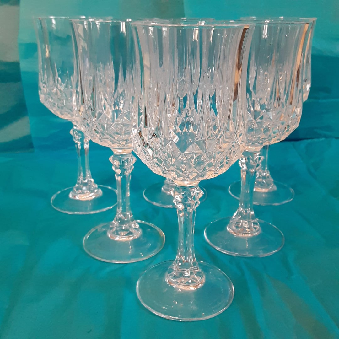 Vintage Crystal Stemmed Wine Glasses-set 6-cristal D'arques Durand ...