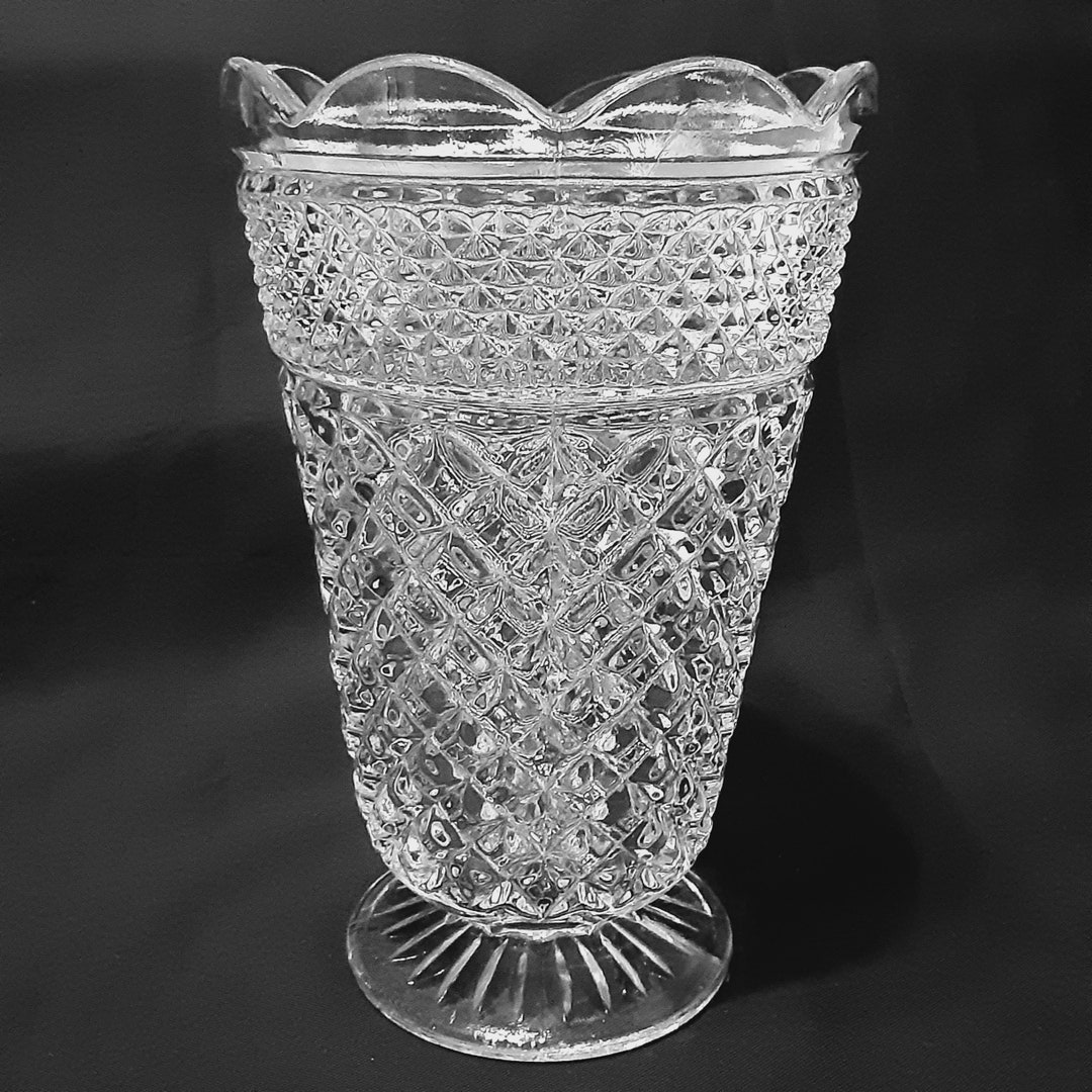 Anchor Hocking Wexford Glass Vase-vintage Large Clear Glass Flower Vase ...