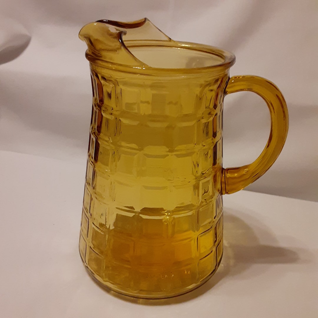 Vintage Amber Glass Pitcher-libbey Amber Glass Pitcher With Ice Lip ...