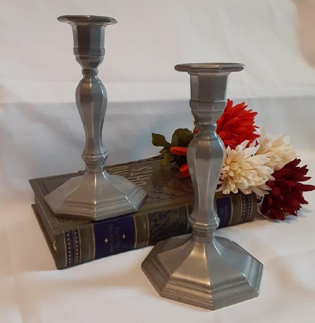 Vintage Pewter Candlestick Holders-heavy GORHAM PEWTER Candle Holders ...