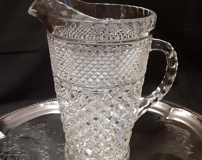 Anchor Hocking Wexford Glass Pitcher-clear Diamond Cut Crystal Water ...