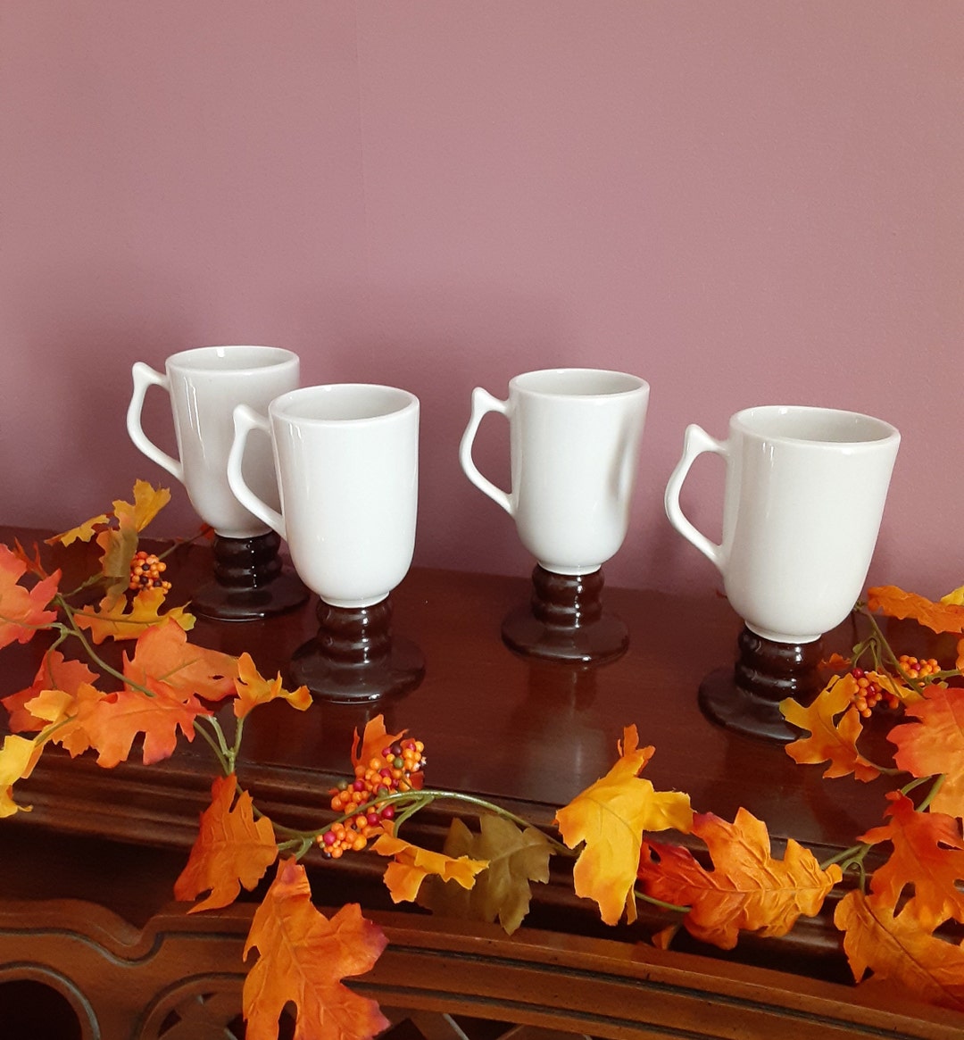 Vintage Hall Pottery Irish Mugs, Hall Irish Coffee Pedestal Mugs ...
