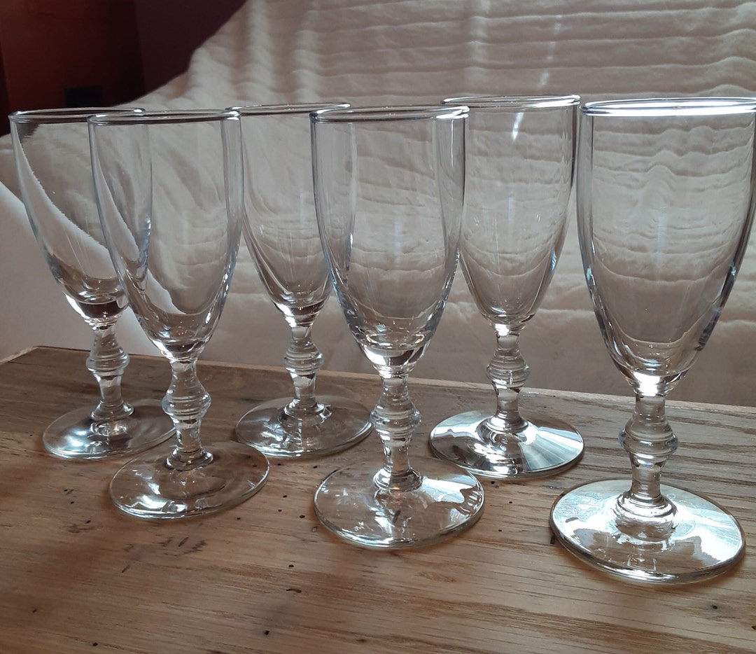 Mid-century Modern Clear Stemware Set 6-libbey Georgian Bamboo Stemmed Glasses-1950s Clear ...