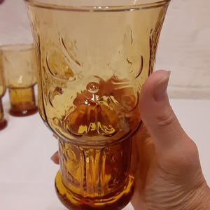 Vintage Amber Water Iced Tea Glasses-libbey Large Country Garden Gold ...