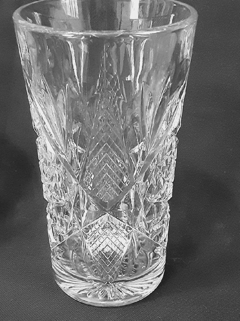 Libbey Clear Pressed Glass Tumblers Hobstar Design Libbey Hobstar Highball Glasses Set Of 4