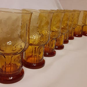 Vintage Amber Water Iced Tea Glasses-libbey Large Country Garden Gold ...