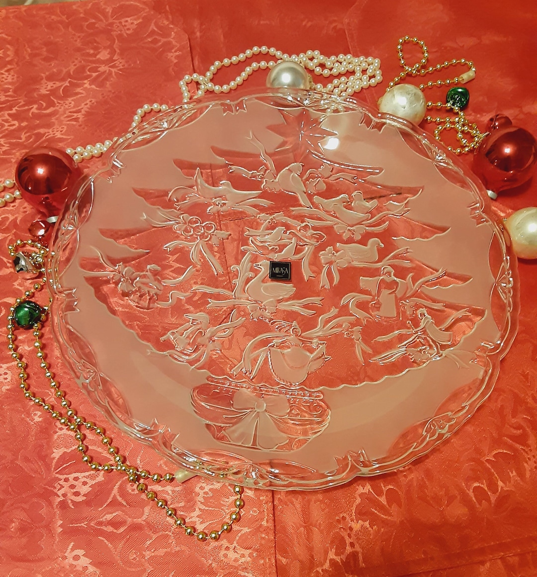 Vintage Mikasa Germany Crystal Holiday Serving Platter, Mikasa Embossed ...