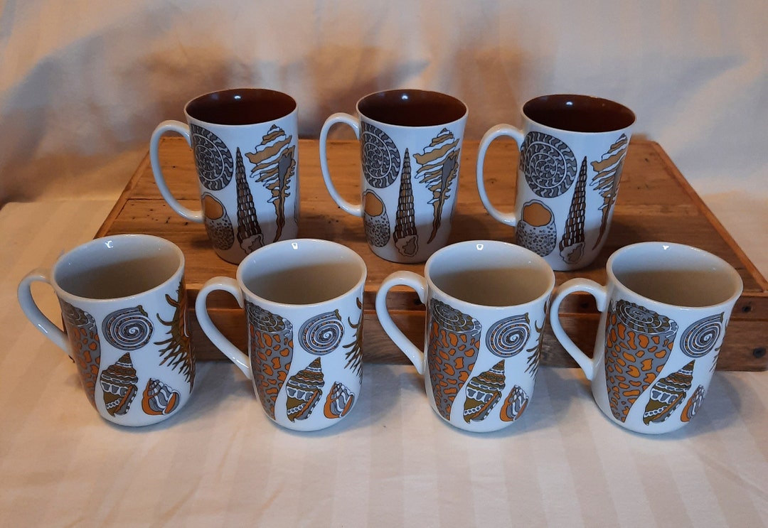 Beach House Mug Set-vintage Mugs Seashells Fitz and Floyd 1970s ...