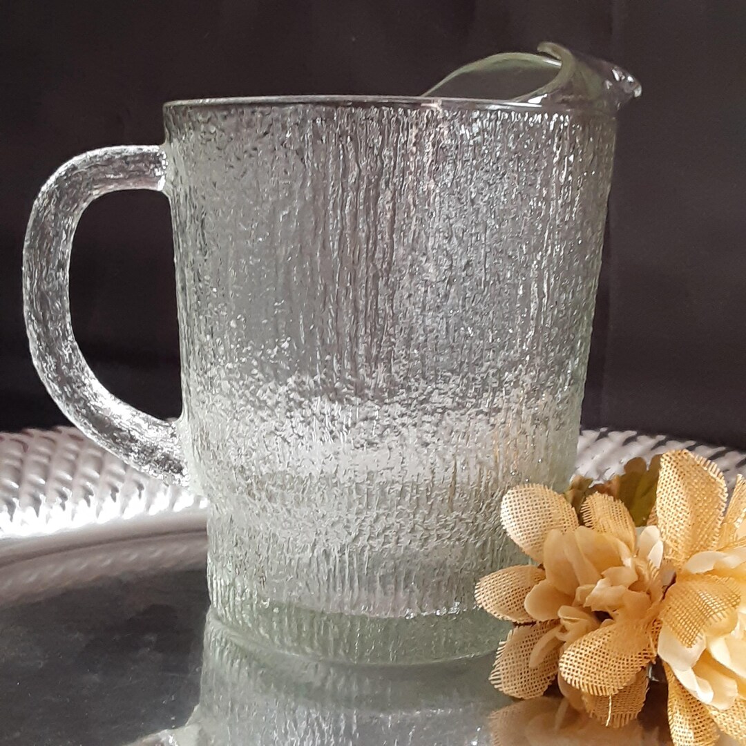 Vintage Heavy Clear Glass Pitcher-indiana Glass Company Crystal Ice ...