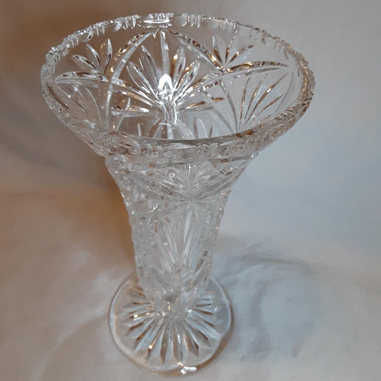 Crystal Footed Flower Vase-classic Cut Crystal Floral - Etsy