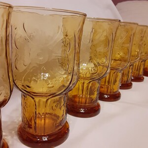 Vintage Amber Water Iced Tea Glasses-libbey Large Country Garden Gold ...