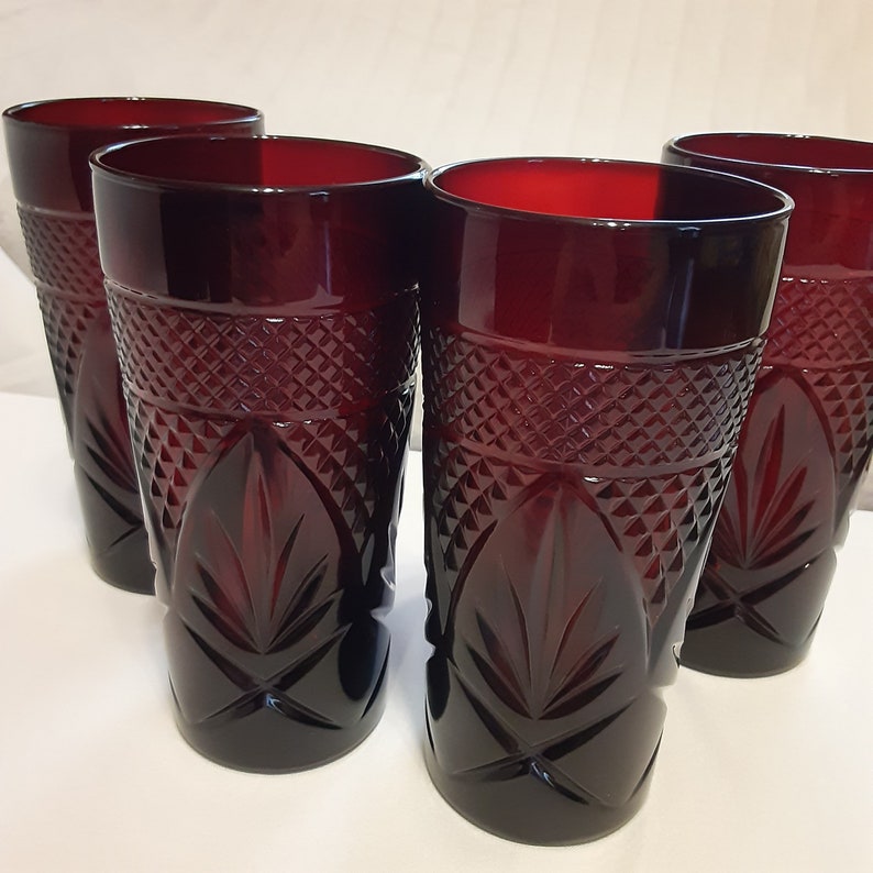 Vintage Antique Ruby Red Glass Tumbler-ruby Red Cristal D'arques Durand ...
