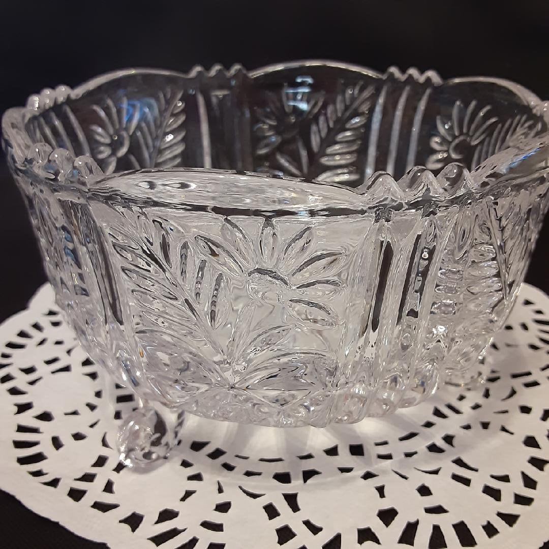 German Footed Crystal Candy Dish-vintage Crystal Cut Glass Candy Bowl ...