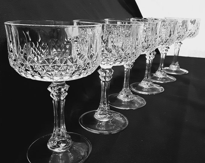 Cristal D'arques Longchamp Coupe Champagne Glasses-crystal Cut ...