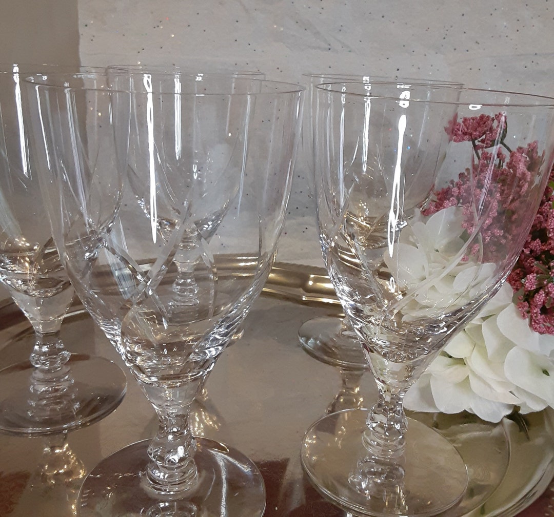 Vintage Fostoria Clear Crystal Wine Water Goblets, Fostoria Chapel ...