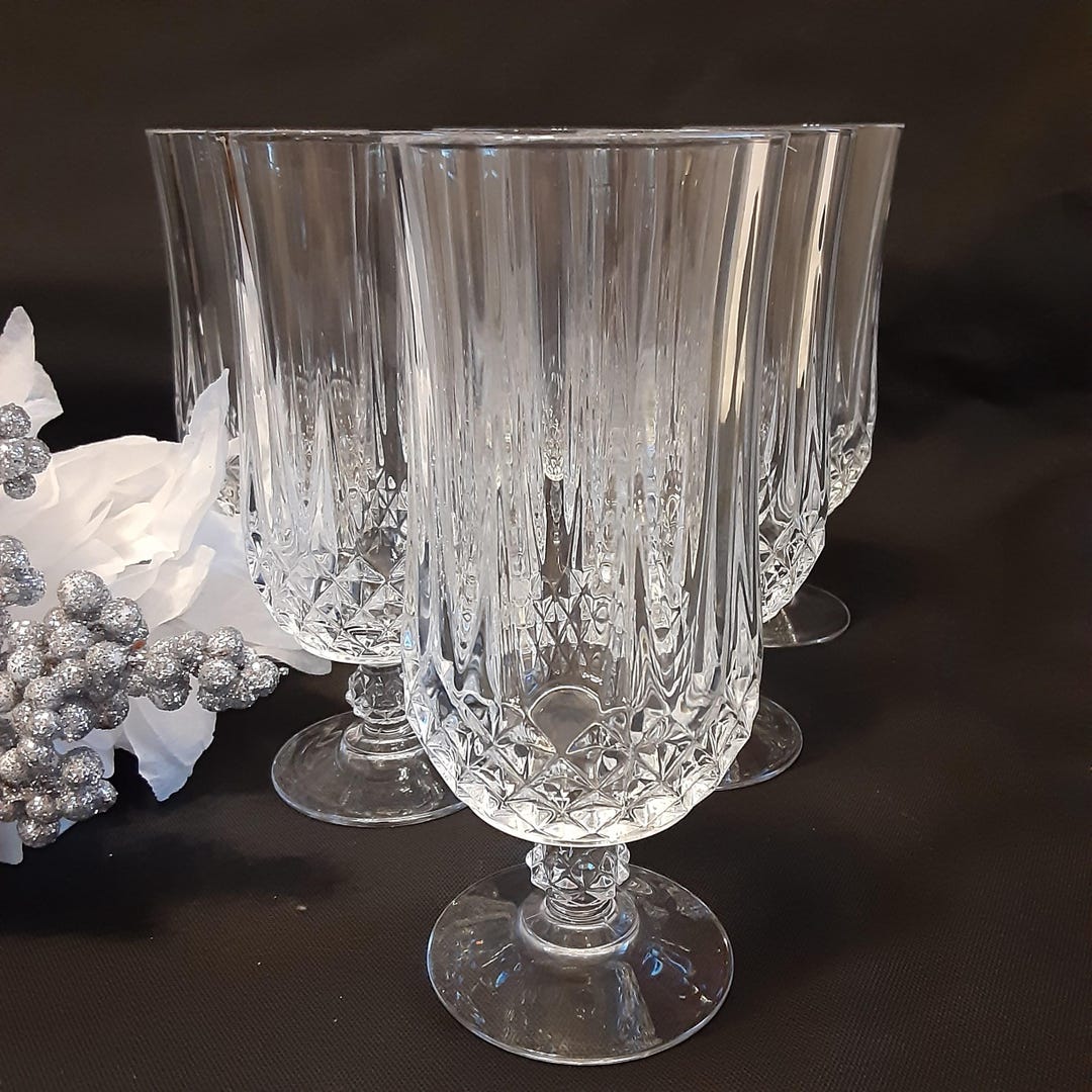 Vintage Crystal Stemmed Water Goblets-cristal D'arques Longchamp Iced ...