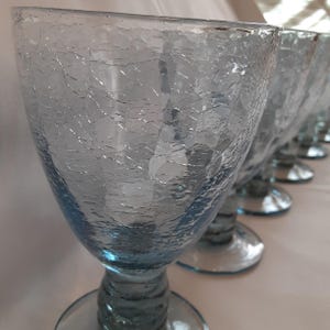 Vintage Ice Blue Crackle Glass Goblets-vintage Blue Glass Wine/water ...