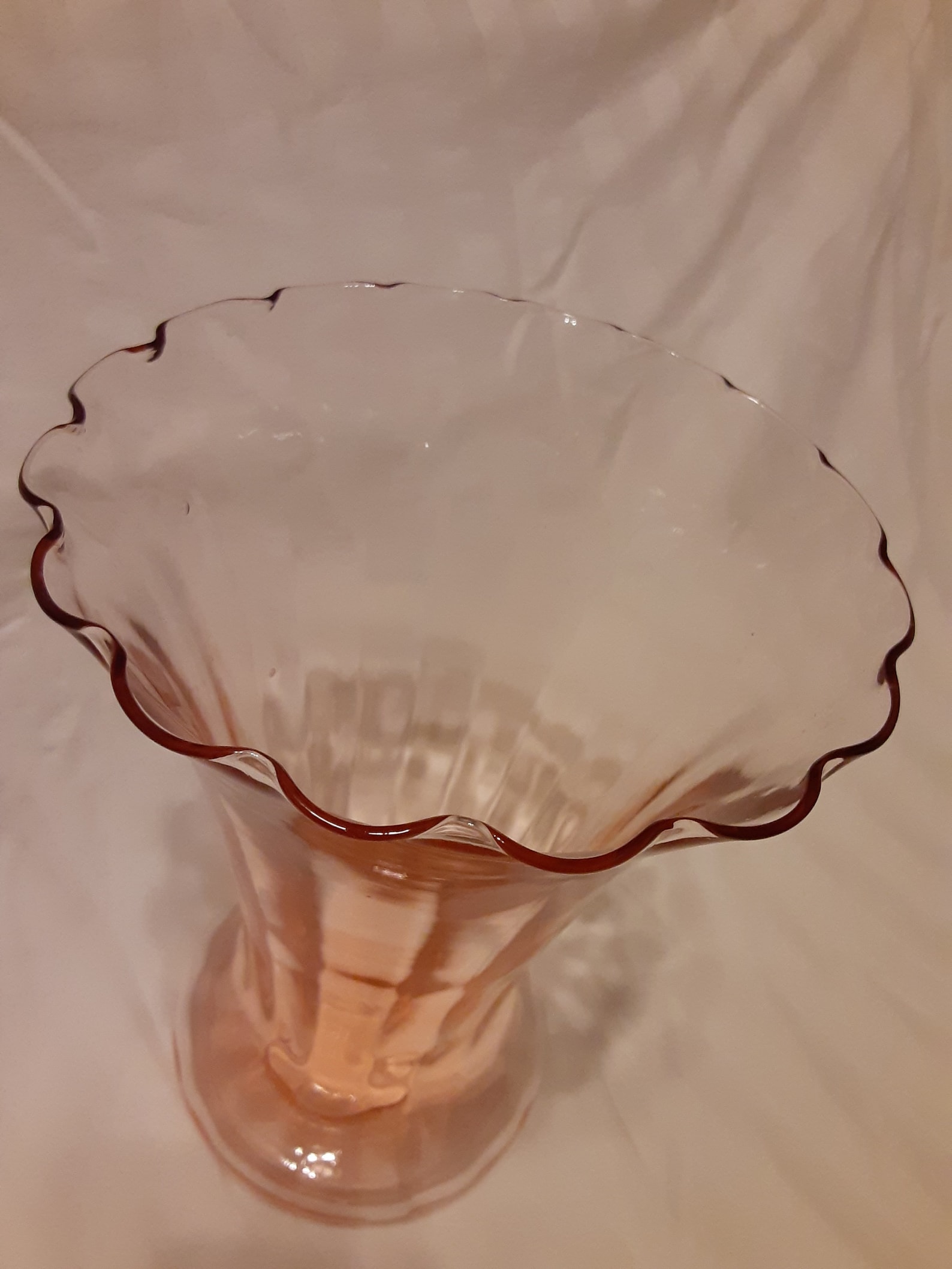 Vintage Pink Depression Glass Vase Pink Flower Vase Large - Etsy