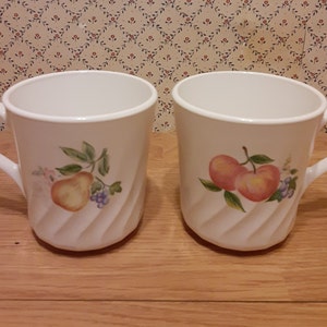 Corningware Vintage Coffee Mugs Teacups-mix and Match, Corning Coffee Cups, Fruit Design Corning ...