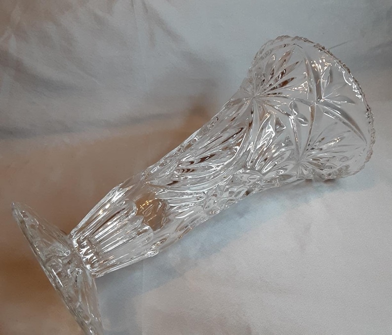 Crystal Footed Flower Vase-classic Cut Crystal Floral - Etsy
