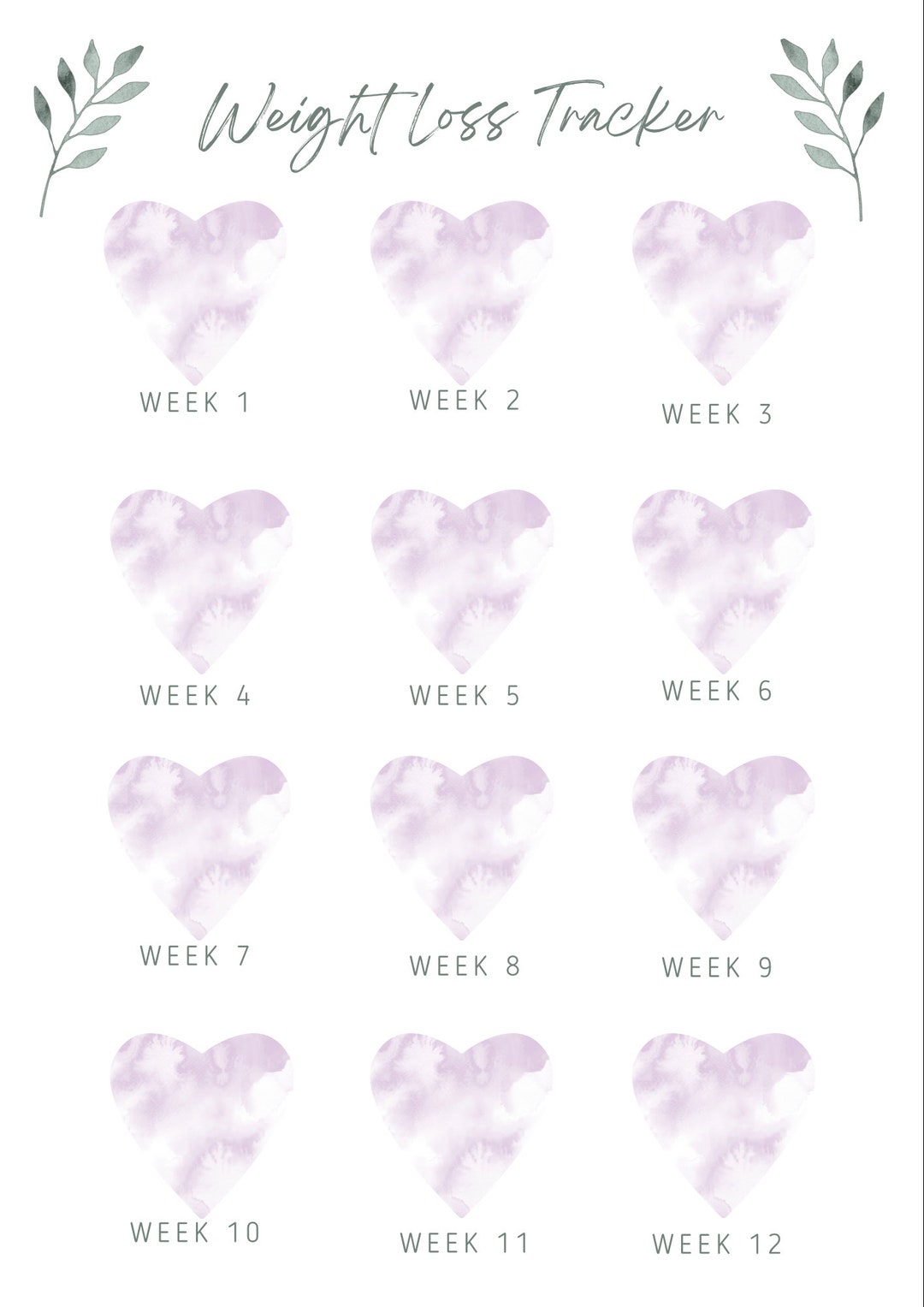 12 Week Weight Loss Tracker (purple) - Etsy