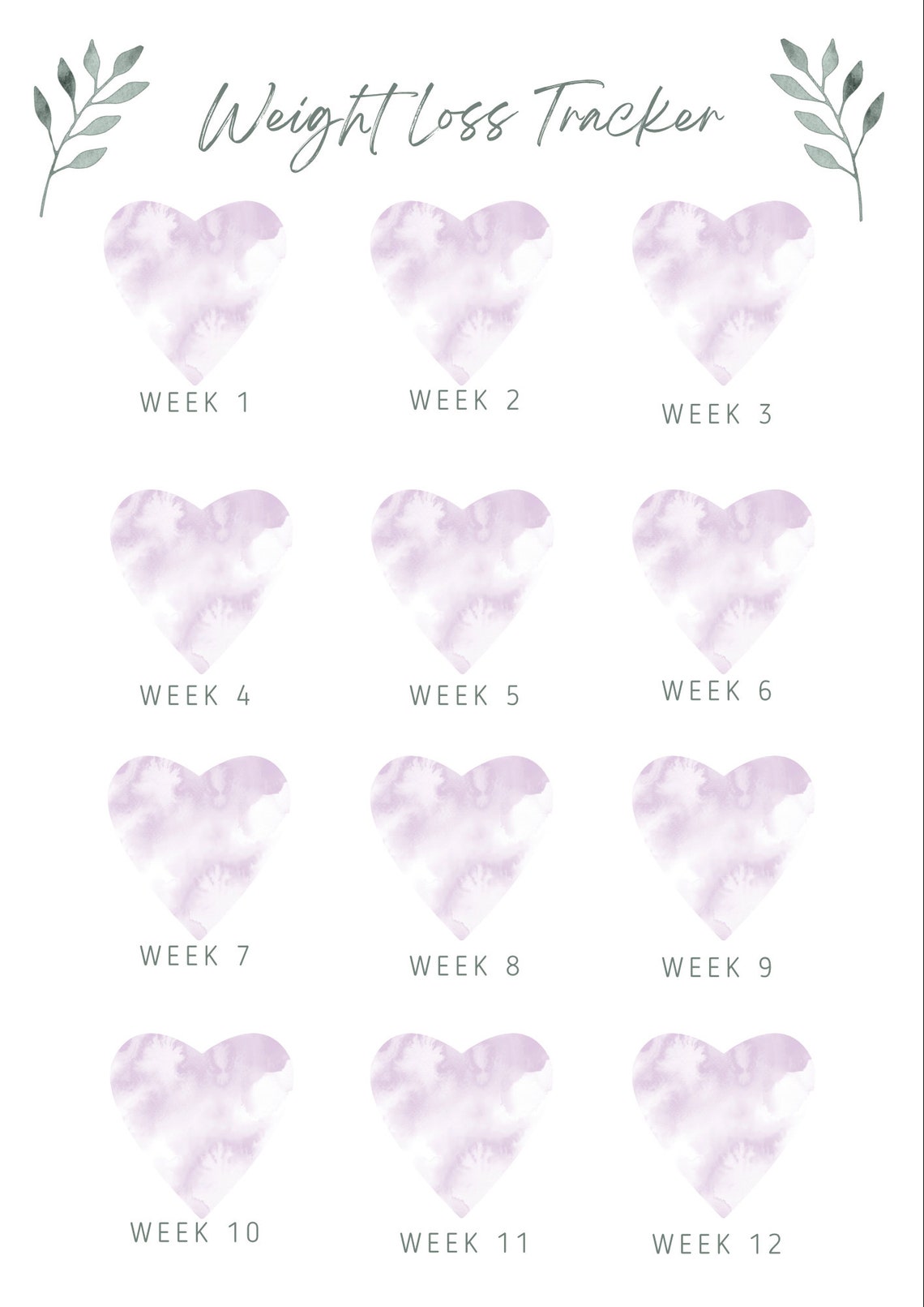 12 Week Weight Loss Tracker (purple) - Etsy