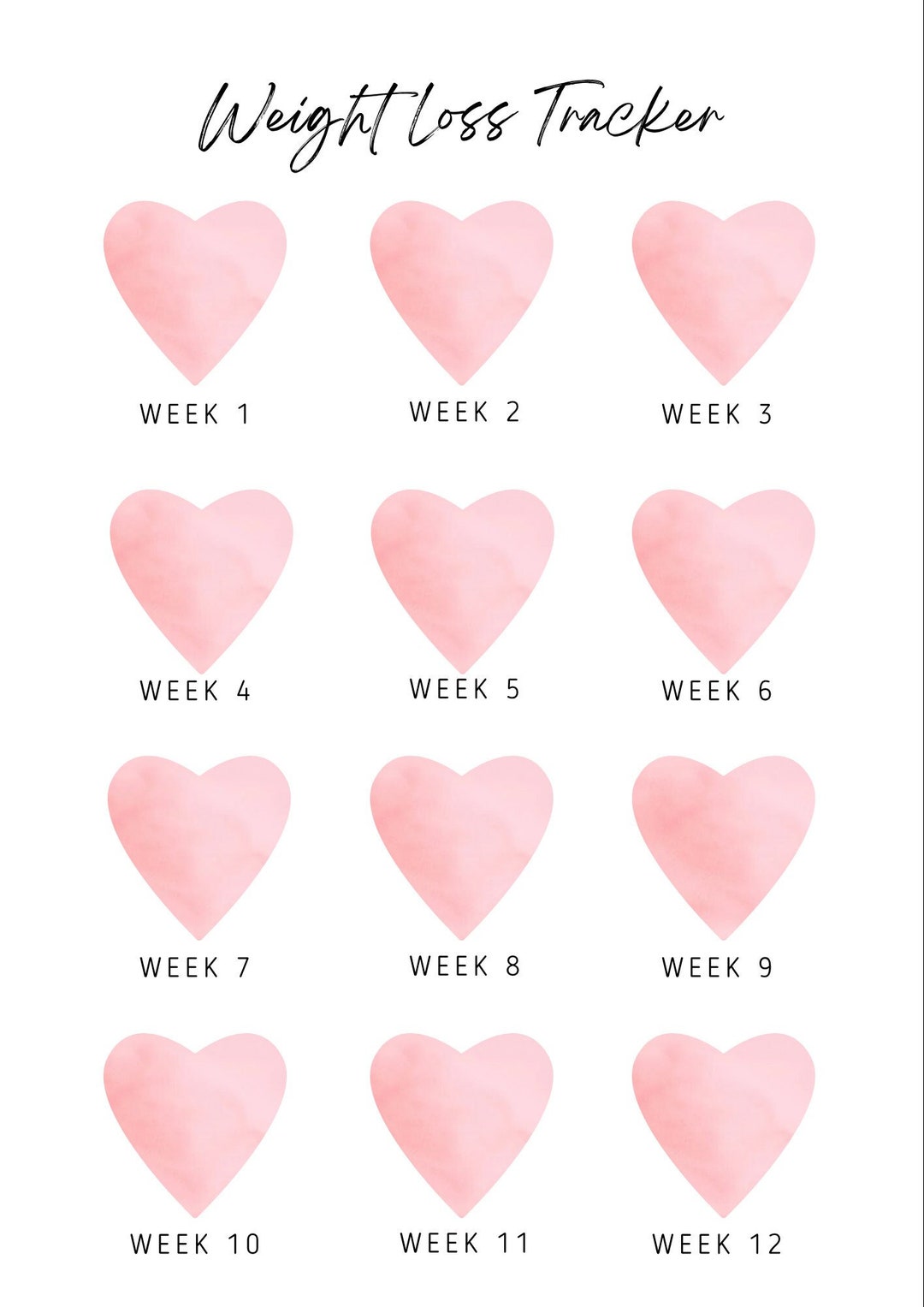 12 Week Weight Loss Tracker - Etsy