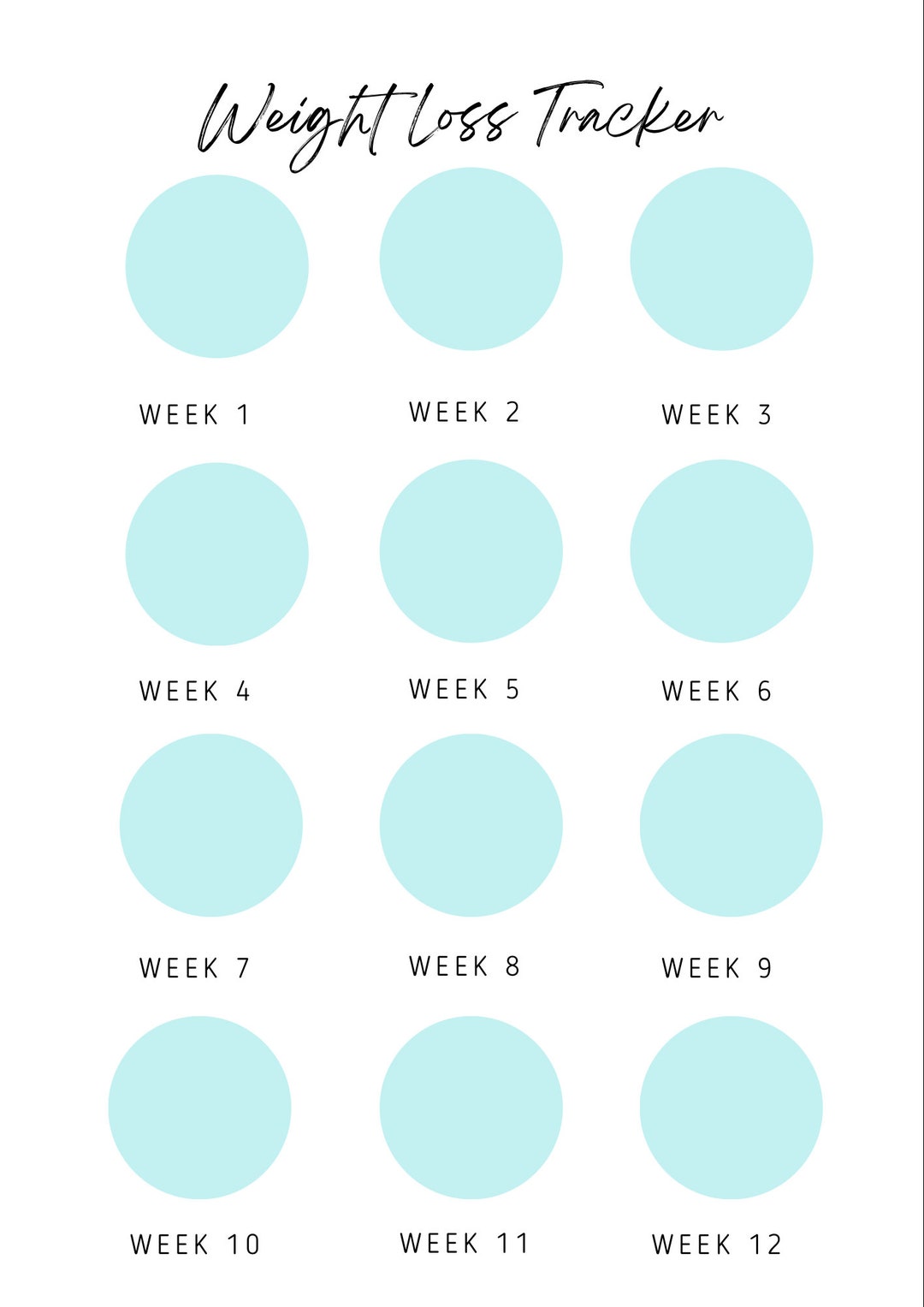 Blue 12 Week Weight Loss Tracker - Etsy