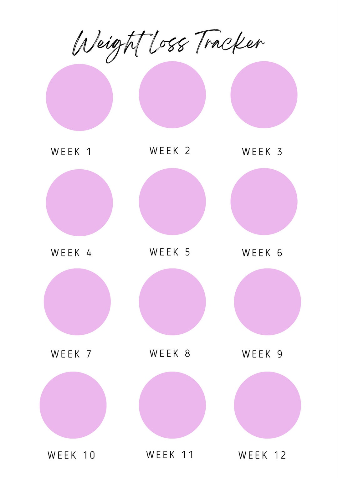 Purple 12 Week Weight Loss Tracker - Etsy
