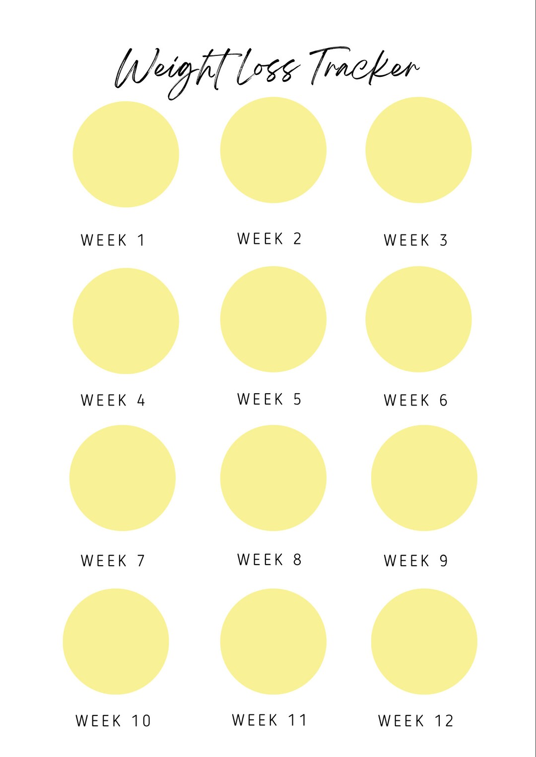 Yellow 12 Week Weight Loss Tracker - Etsy