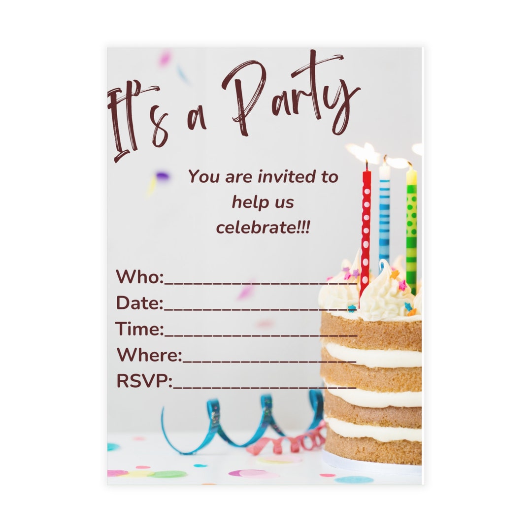 Birthday Invitations Blank Printed Invitations Postcard - Etsy