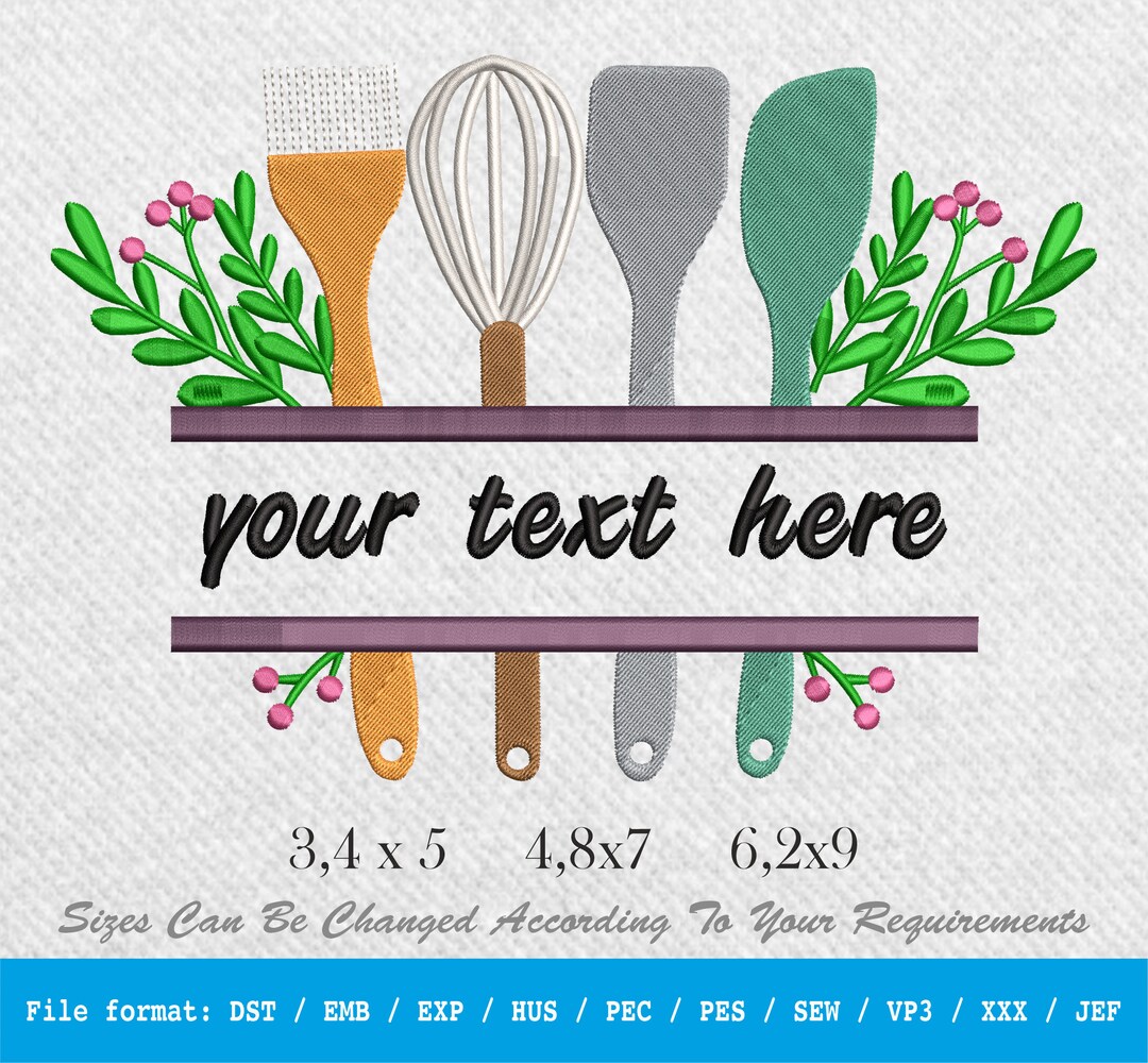 Kitchen Utensils Split Embroidery Design, Baking Tools Machine ...
