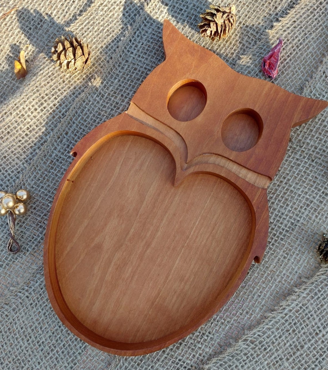 Owl Cherry Wooden Tray / Animal Snack Tray / Animal Shape Plate / Kids ...