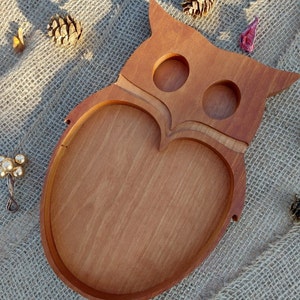 Owl Cherry Wooden Tray / Animal Snack Tray / Animal Shape Plate / Kids ...