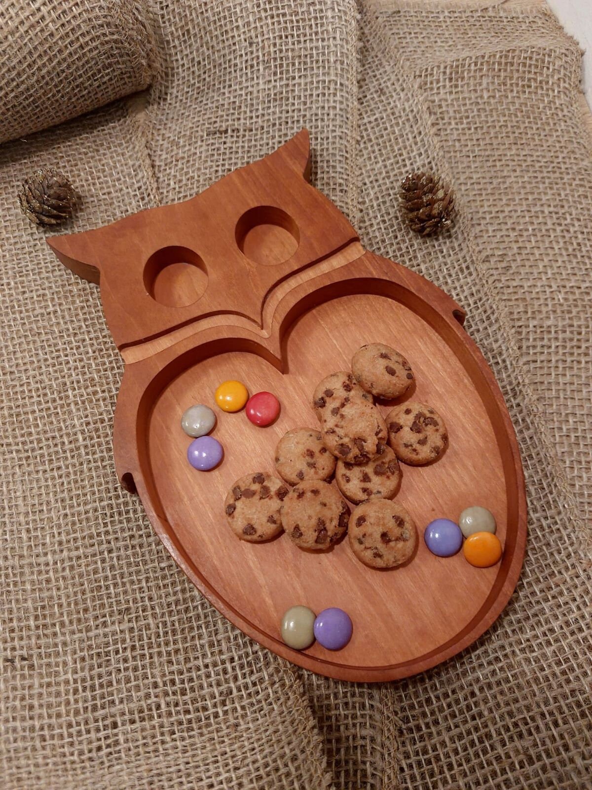 Owl Cherry Wooden Tray / Animal Snack Tray / Animal Shape Plate / Kids ...