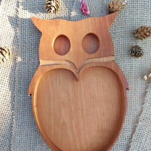 Owl Cherry Wooden Tray / Animal Snack Tray / Animal Shape Plate / Kids ...