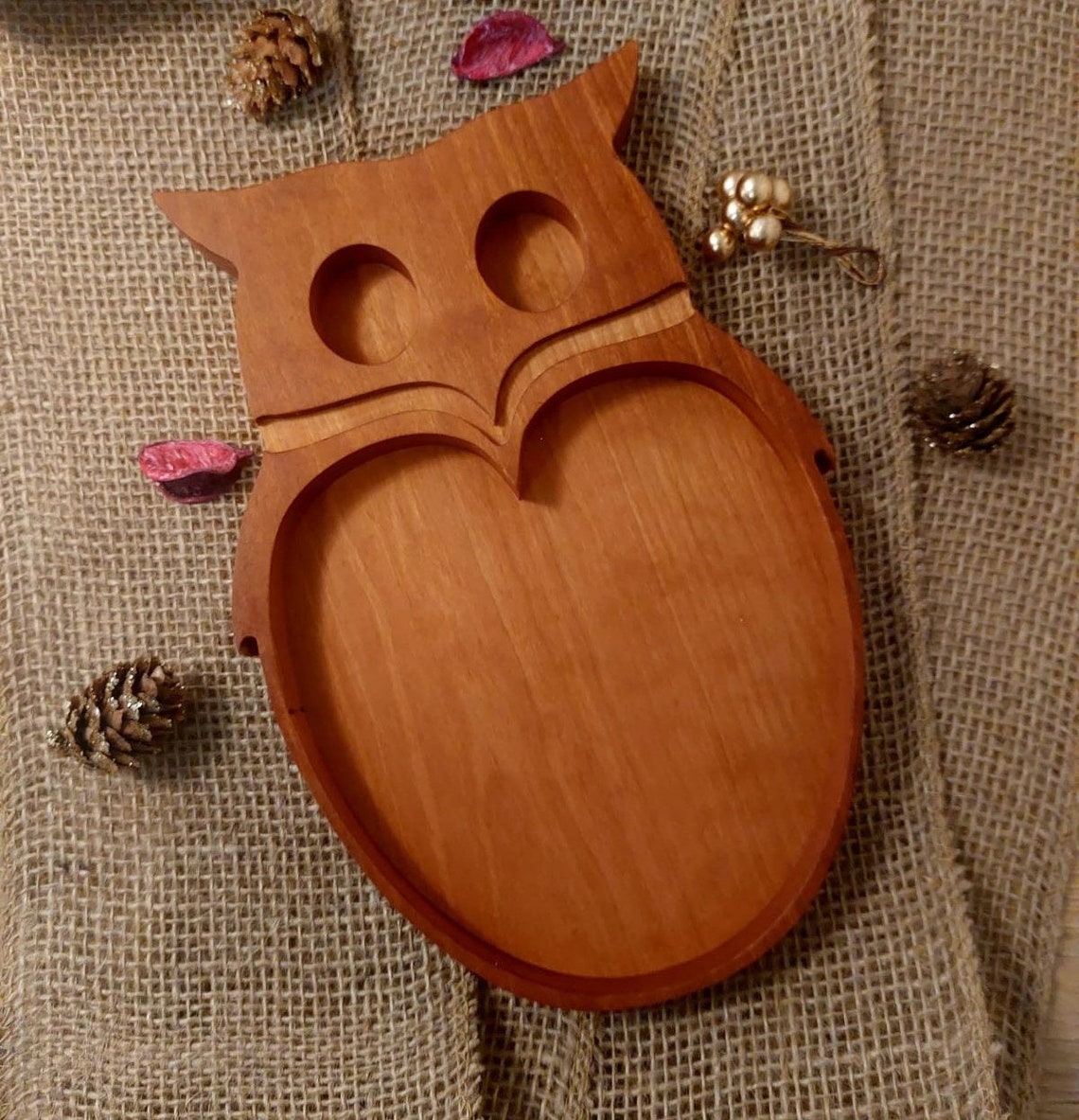 Owl Cherry Wooden Tray / Animal Snack Tray / Animal Shape Plate / Kids ...