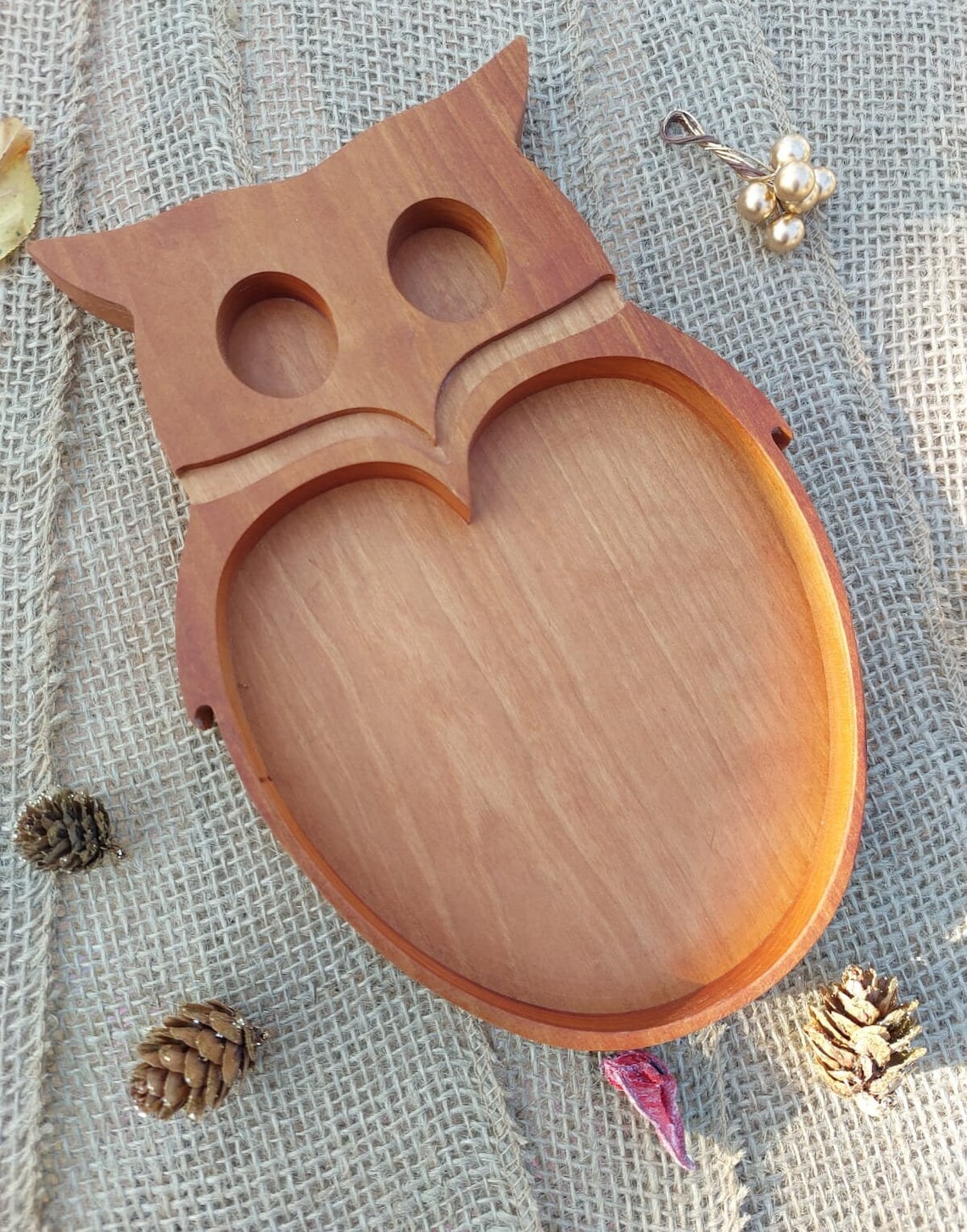 Owl Cherry Wooden Tray / Animal Snack Tray / Animal Shape Plate / Kids ...