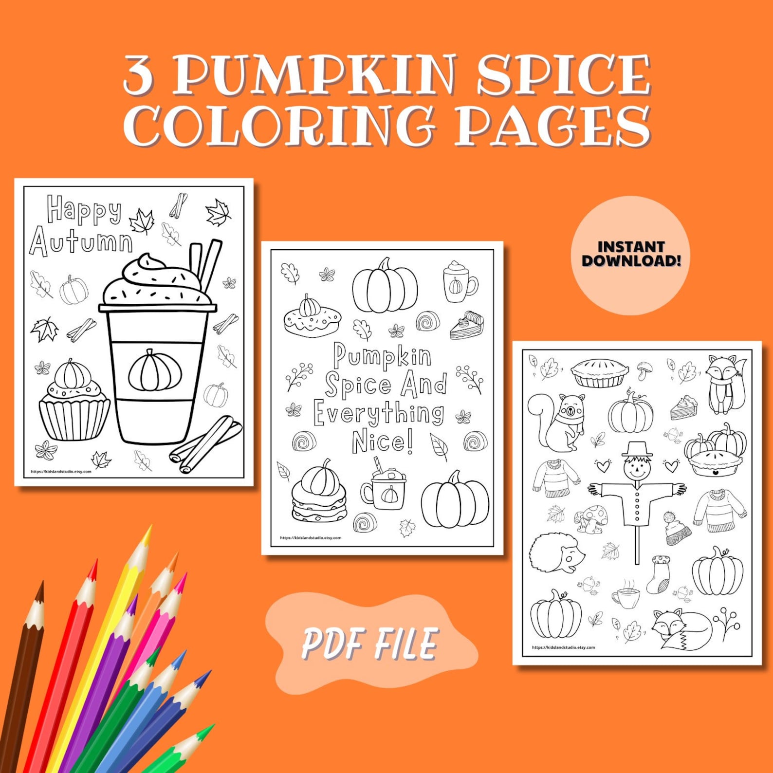Pumpkin Spice Coloring Page, Autumn Coloring Page for Kid, Pumpkin ...
