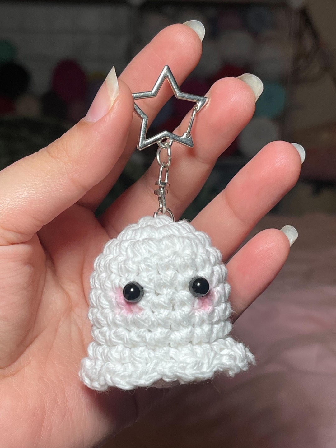 Cute Ghost Keychain Crochet, Crochet Keychain, Crochet Gift, Handmade ...