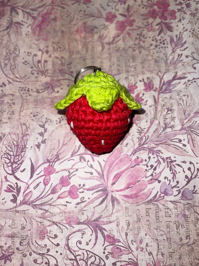 Cute Strawberry Keychain Crochet - Etsy