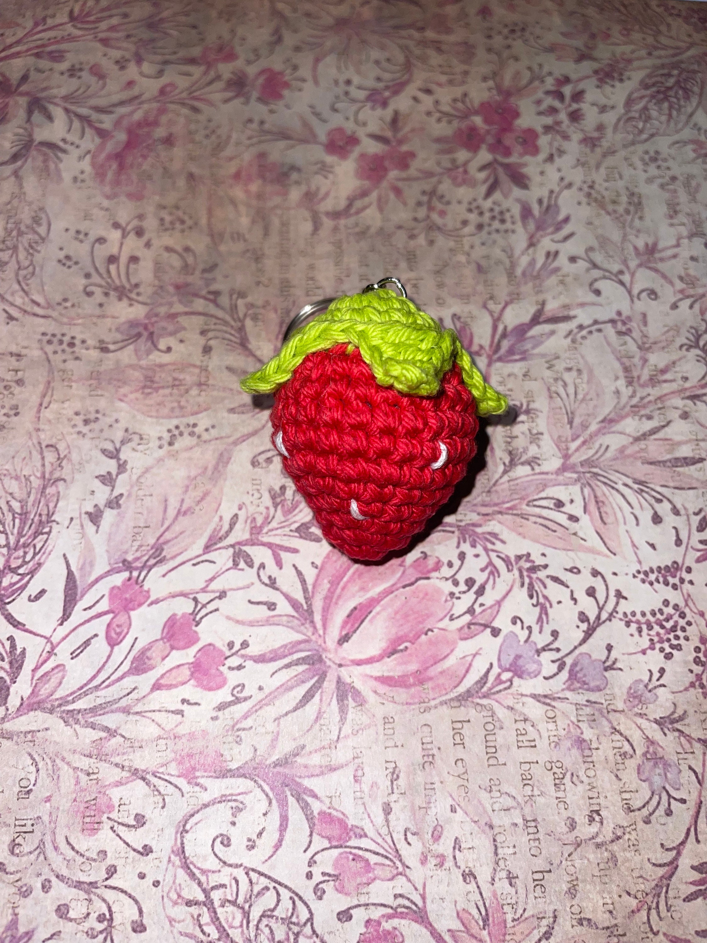 Cute Strawberry Keychain Crochet - Etsy
